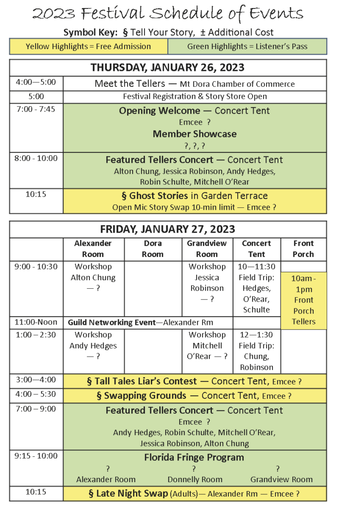 Festival Schedule – Florida Storytelling Association
